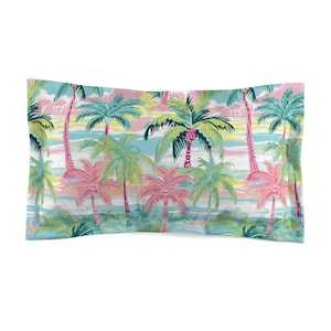 Preppy Palm Tree Pillow Shams, Coastal Pillow Shams, Preppy Pastel ...