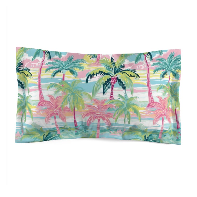 Preppy Palm Tree Pillow Shams, Coastal Pillow Shams, Preppy Pastel ...