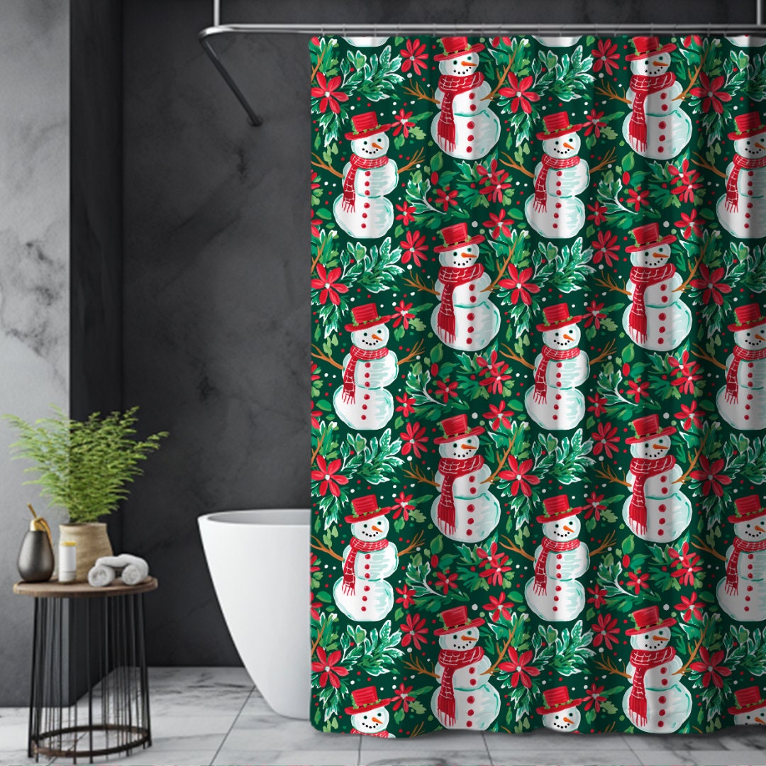 Christmas Shower Curtain, Holiday Shower Curtain, Kids Bathroom Decor ...