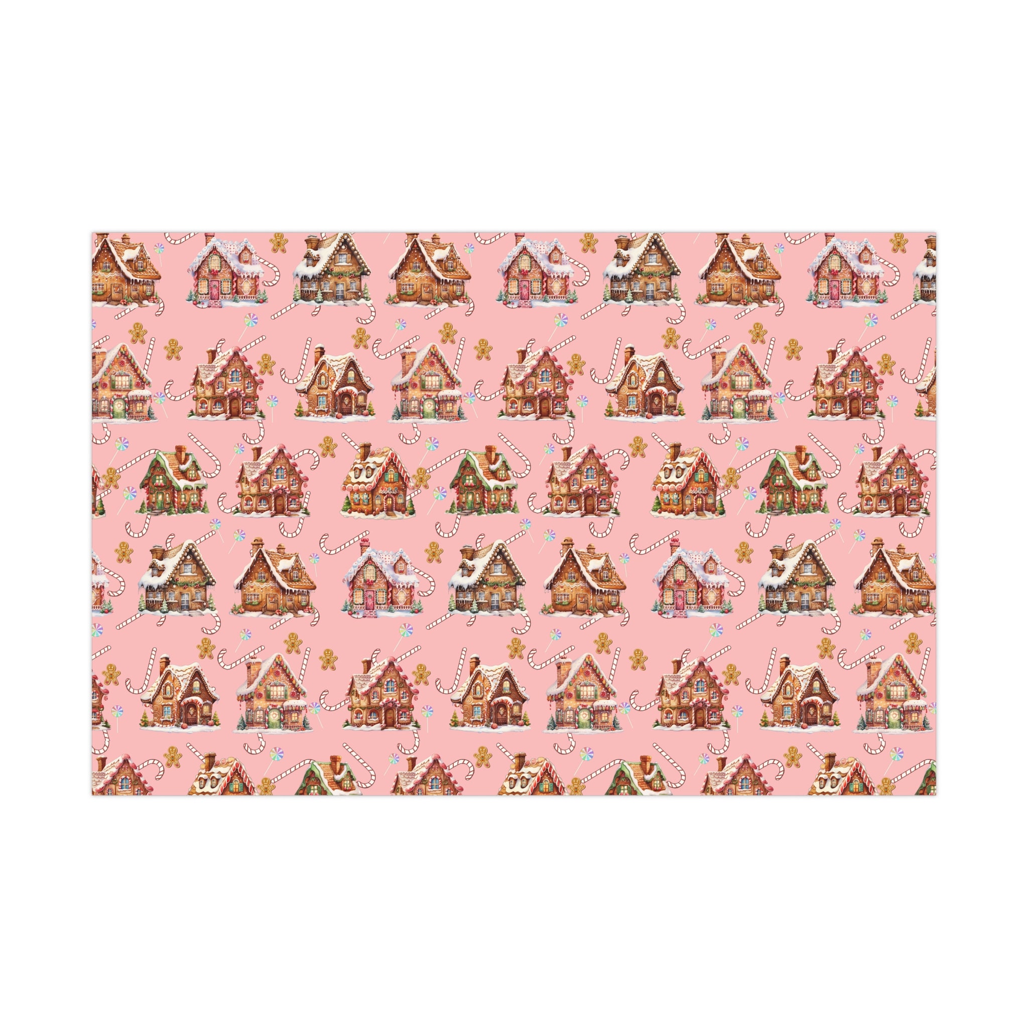 Pink Gingerbread Christmas Wrapping Paper, Pink Christmas Wrapping ...