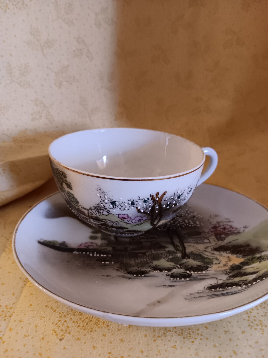 Vintage Asian Tea Cup and Repaired Saucer - Countryside Home Design ...