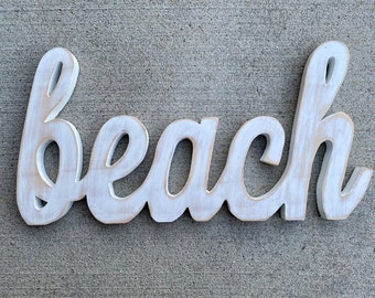 Free Standing Word Beach Wood Sign - Etsy