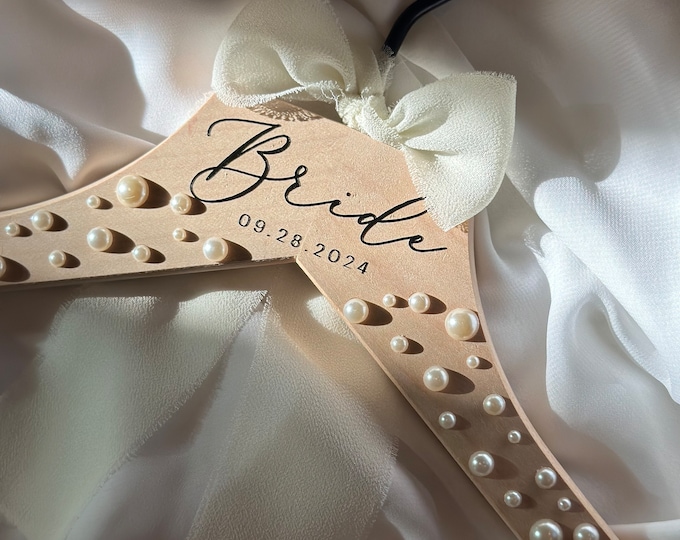 Pearl Bride Hanger Custom Wedding Dress Hanger With Pearls Personalized ...