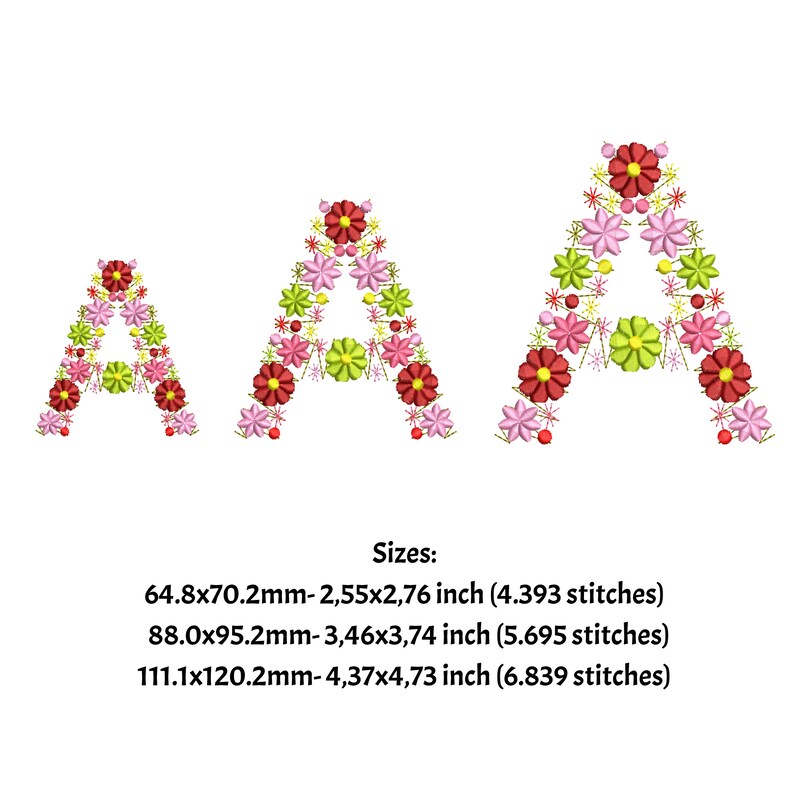 Machine Embroidery Design Letter A, Instant Download, Floral Font - Etsy