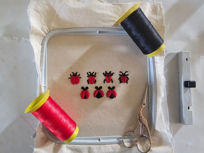 3D Puff Foam Mini Micro Tiny Ladybug Satin Stitch Monogram Add on ...