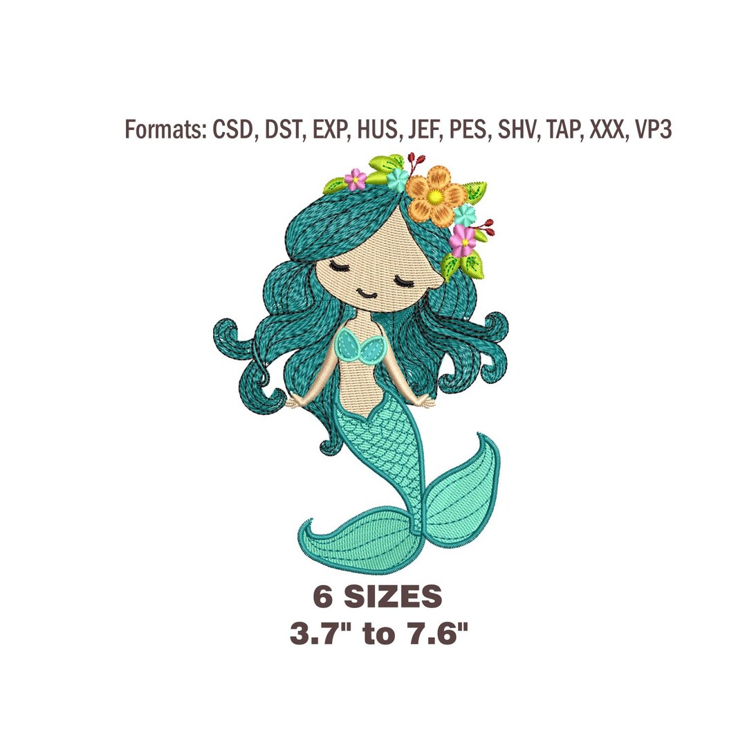 Baby Mermaid Machine Embroidery Design, Cute Girl Design ,princess ...