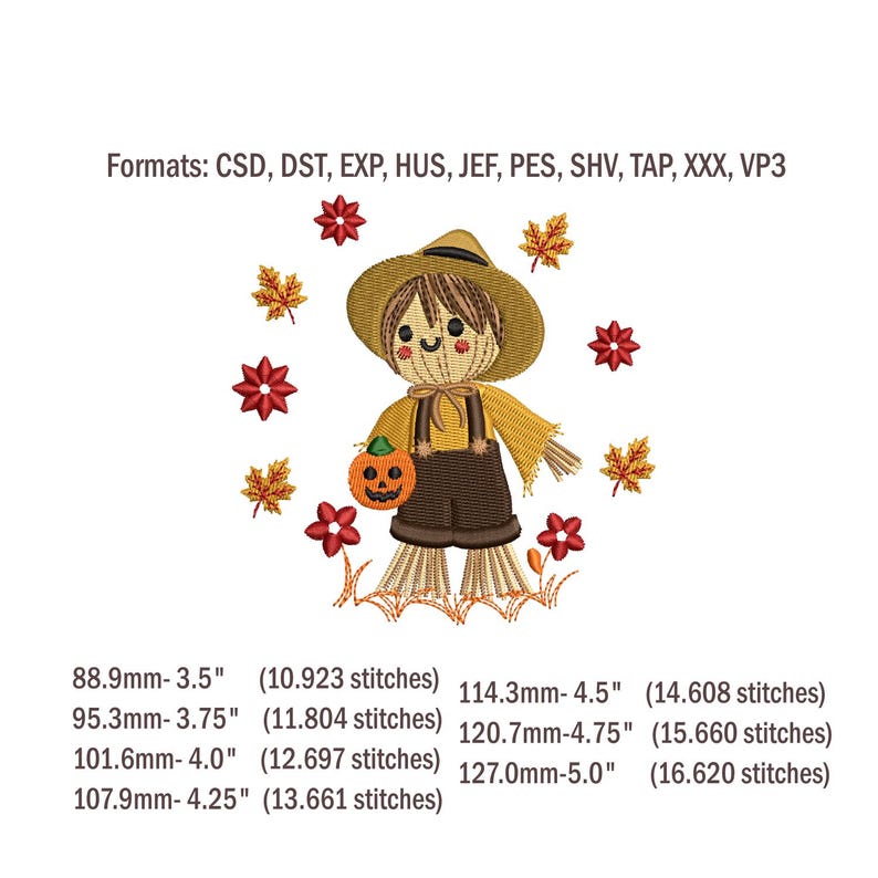 Cute Scarecrow Embroidery Design, Halloween Embroidery Design, 7 Sizes ...