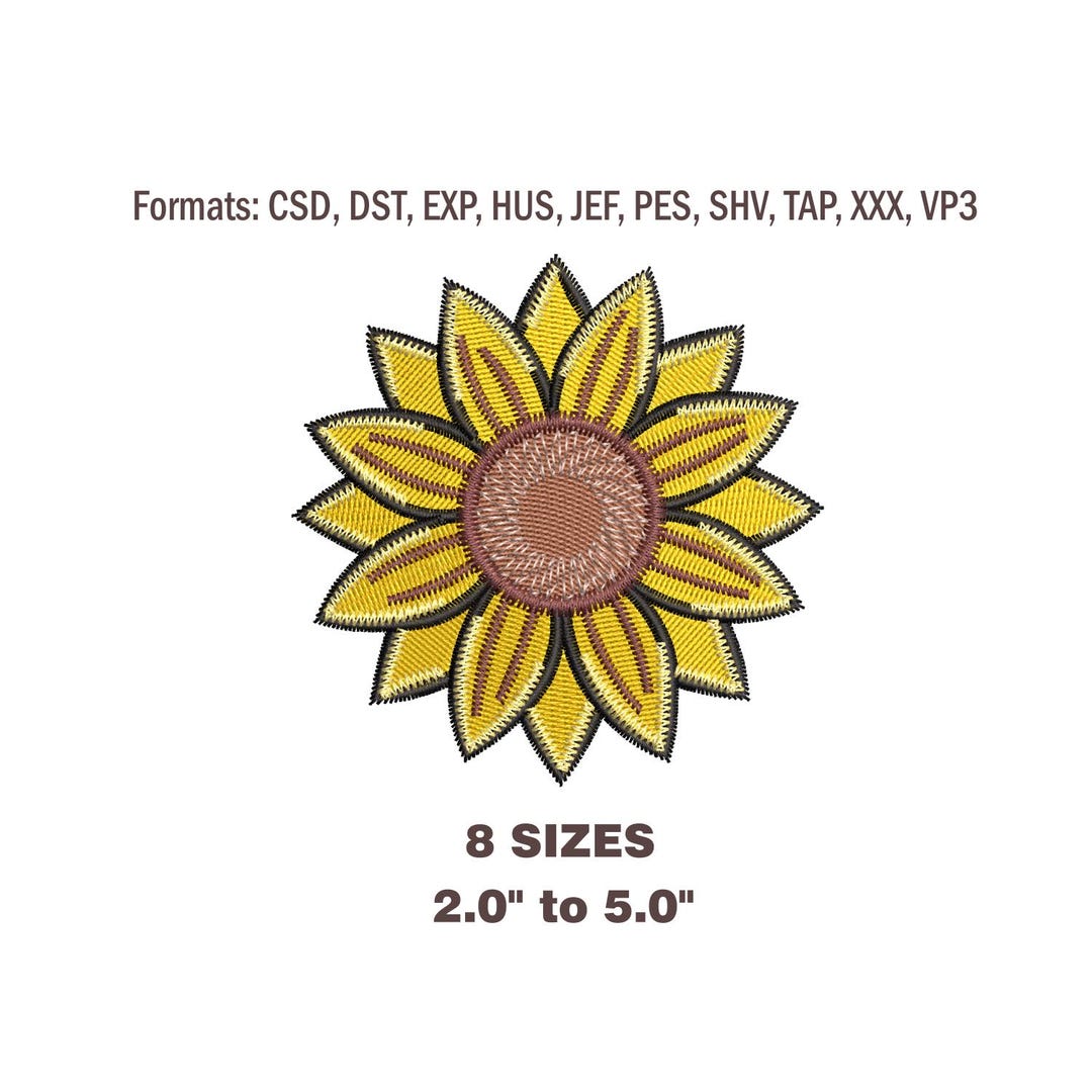 Sunflower Machine Embroidery Design, Sunflower Embroidery, Flowers ...