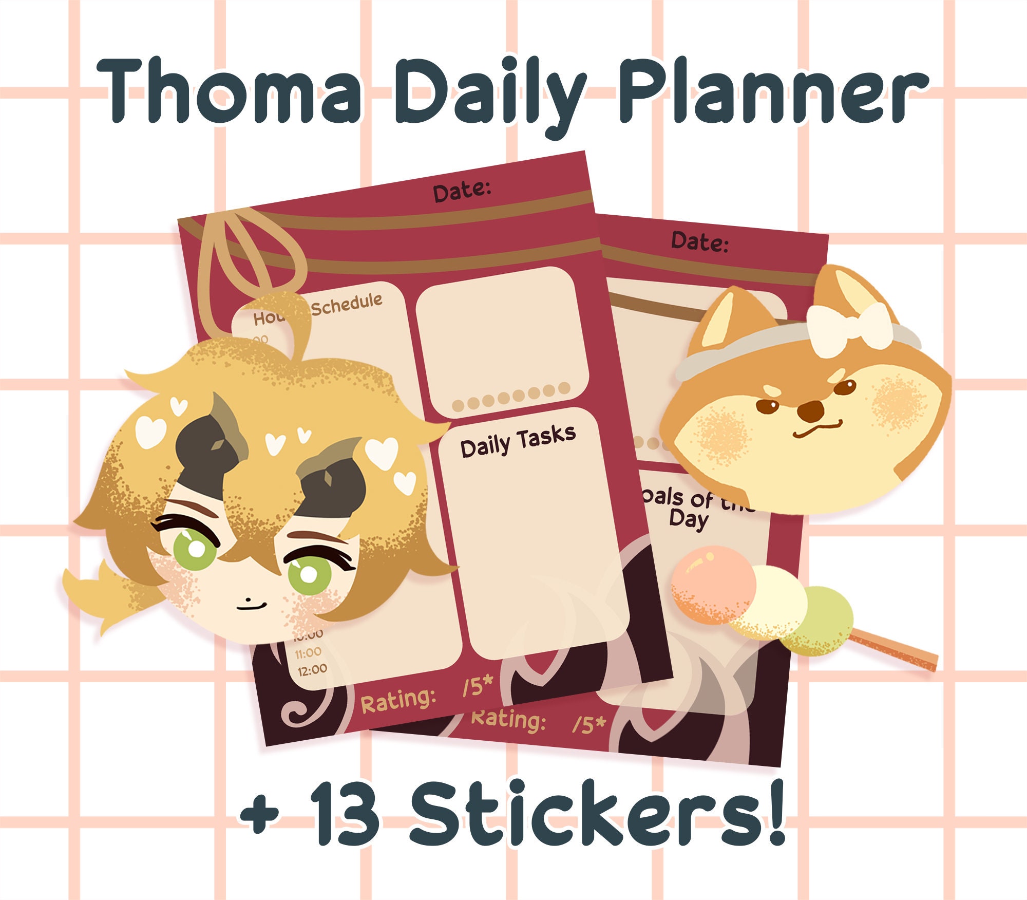 Thoma Genshin Impact Daily Planner | Stickers, Inazuma Agenda (digital ...