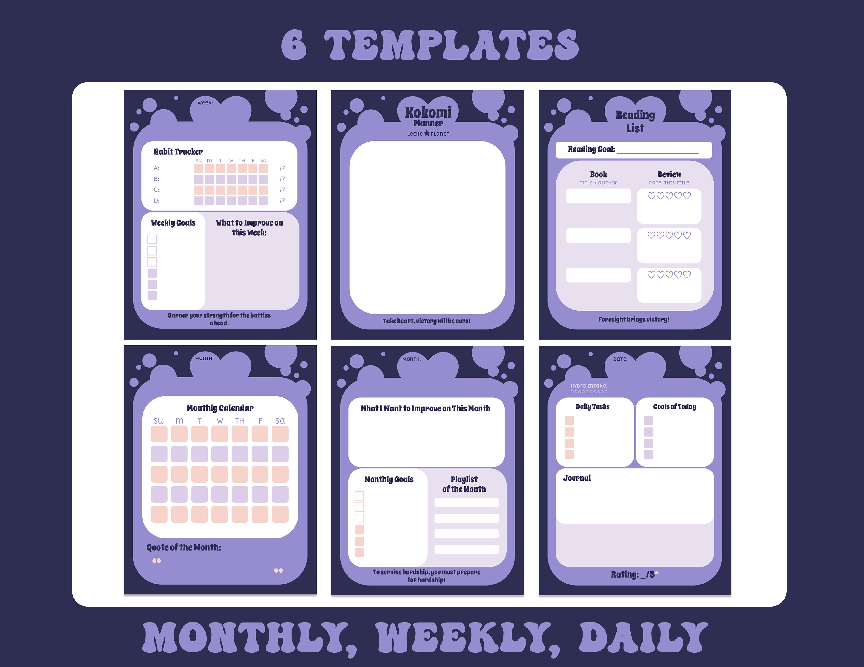 Kokomi Genshin Impact Cute Kawaii Printable Daily Planner Calendar ...