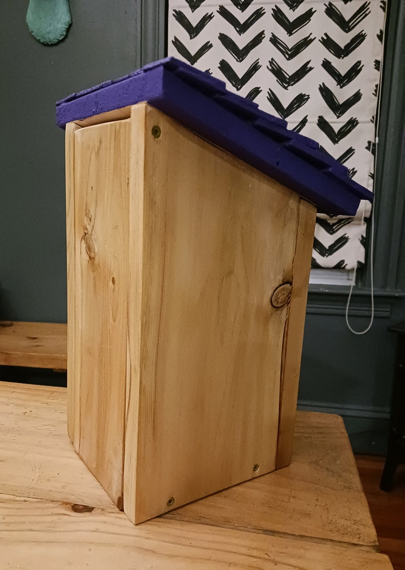 Cedar Handmade Birdhouse With Violet/indigo Shingles - Etsy