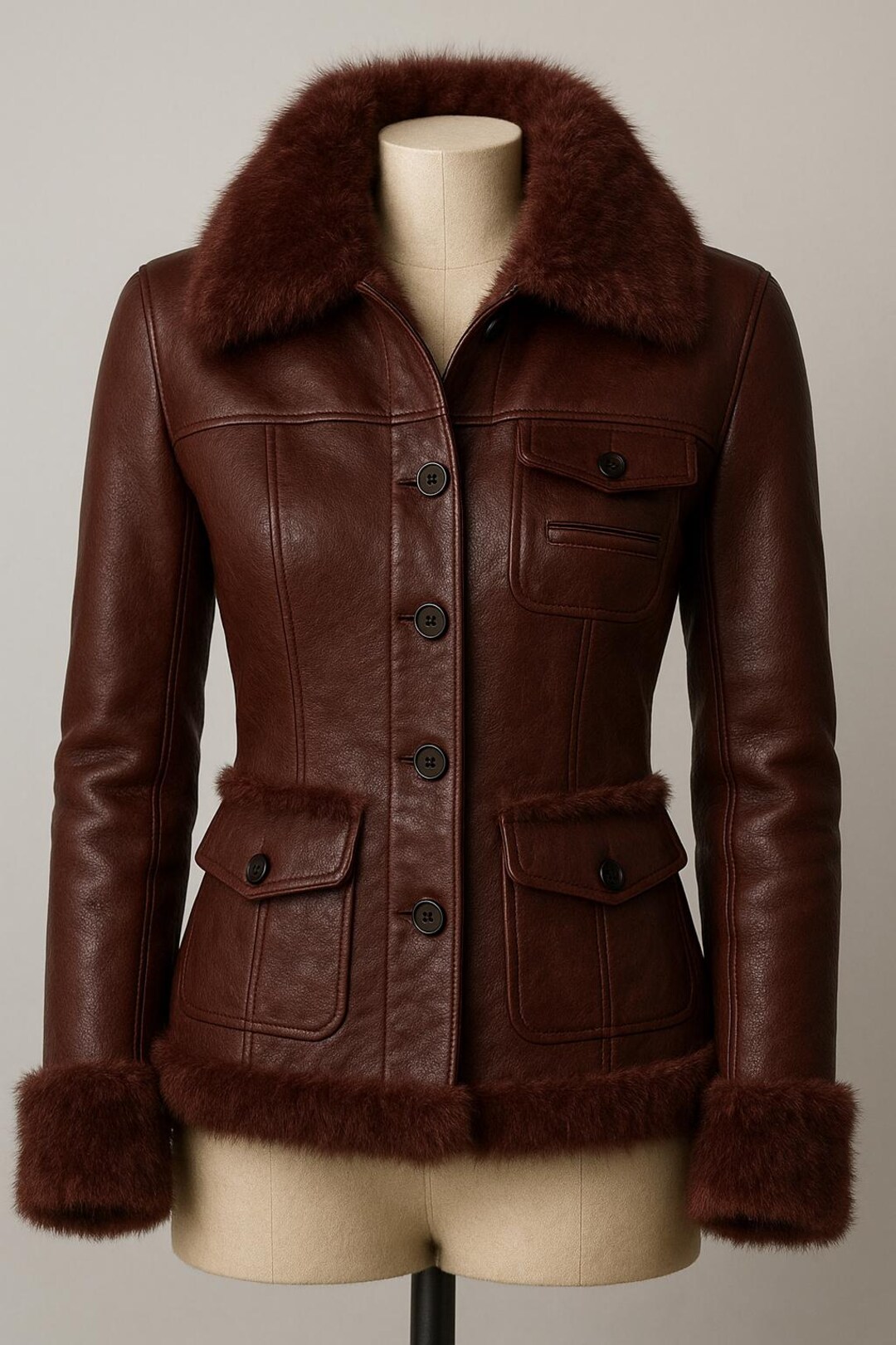 Women's Handcrafted Bomber Leather Jacket-women's Red Fur Leather ...
