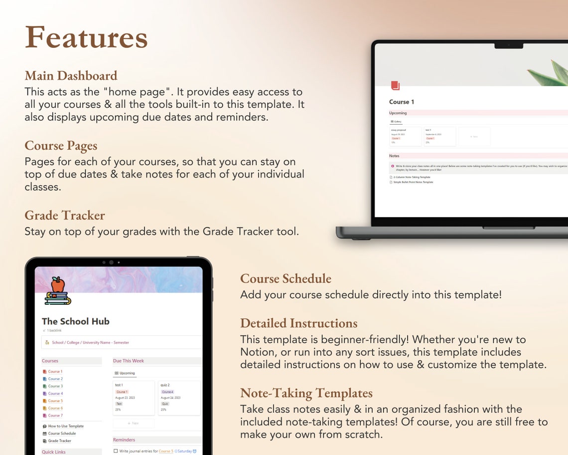 Notion Student Planner Template | School Dashboard Notion Template ...
