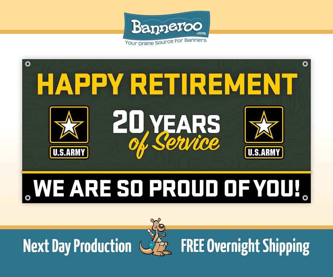 Army Retirement Banner Happy Retirement Army Banner Banner for Retiring ...