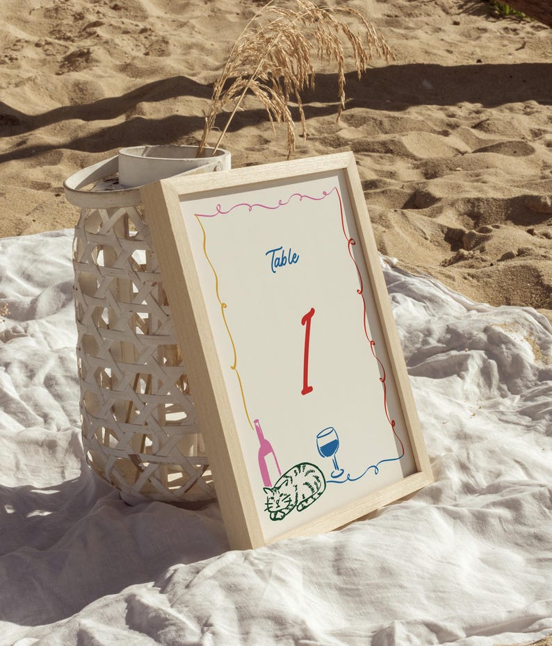 Jazz Cats Table Numbers • CANVA Template, Retro Fun Funky Handdrawn ...