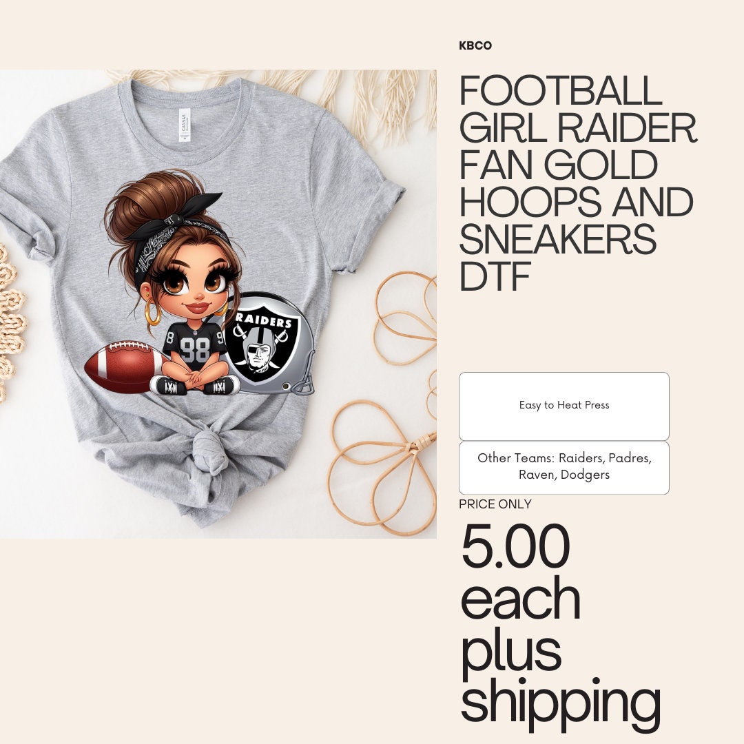 RTS Cartoon Girl Black and Silver Gear Football Girl Sports Fan DTF ...