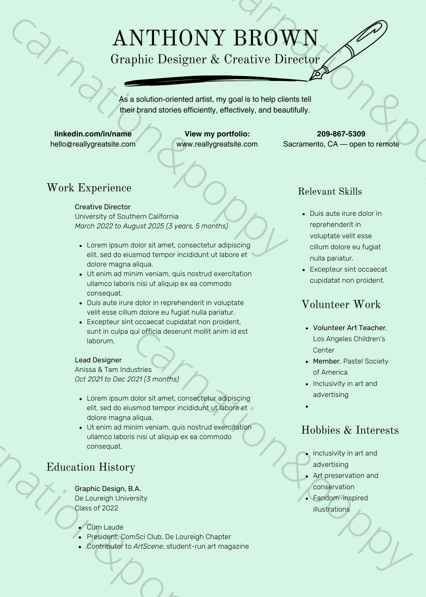 Simple Resume Template: Editable Digital Template for Work Resume in ...