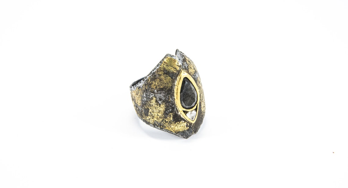 Artemis Ring - 22k Yellow Gold & Egyptian Electrum, Hand-forged Custom Viking Ring. - Etsy