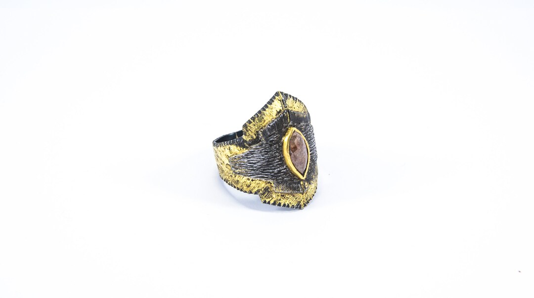 Aegis Ring - 22k Yellow Gold & Egyptian Electrum, Hand-forged Custom Viking Ring. - Etsy