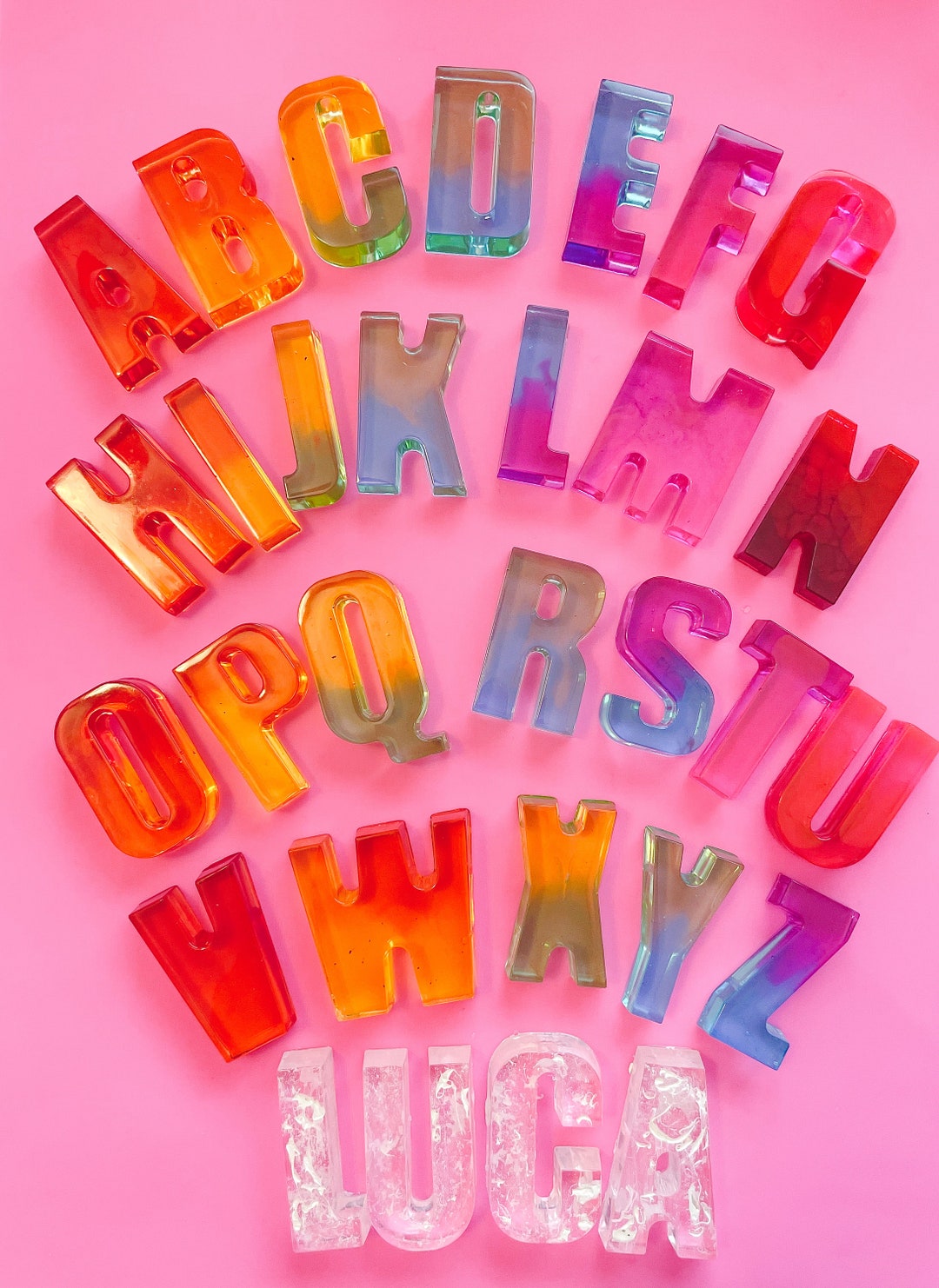 Rainbow Resin Letter Set - Etsy