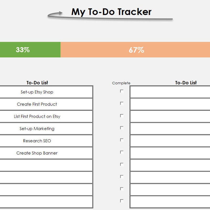 To Do List Excel - Etsy