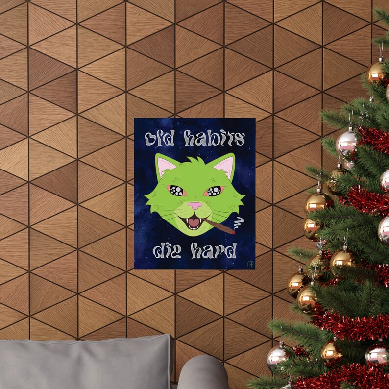 Smoking Cat Weed Poster, Cat Wall Art Decor, Funny Cat Lover Gift ...