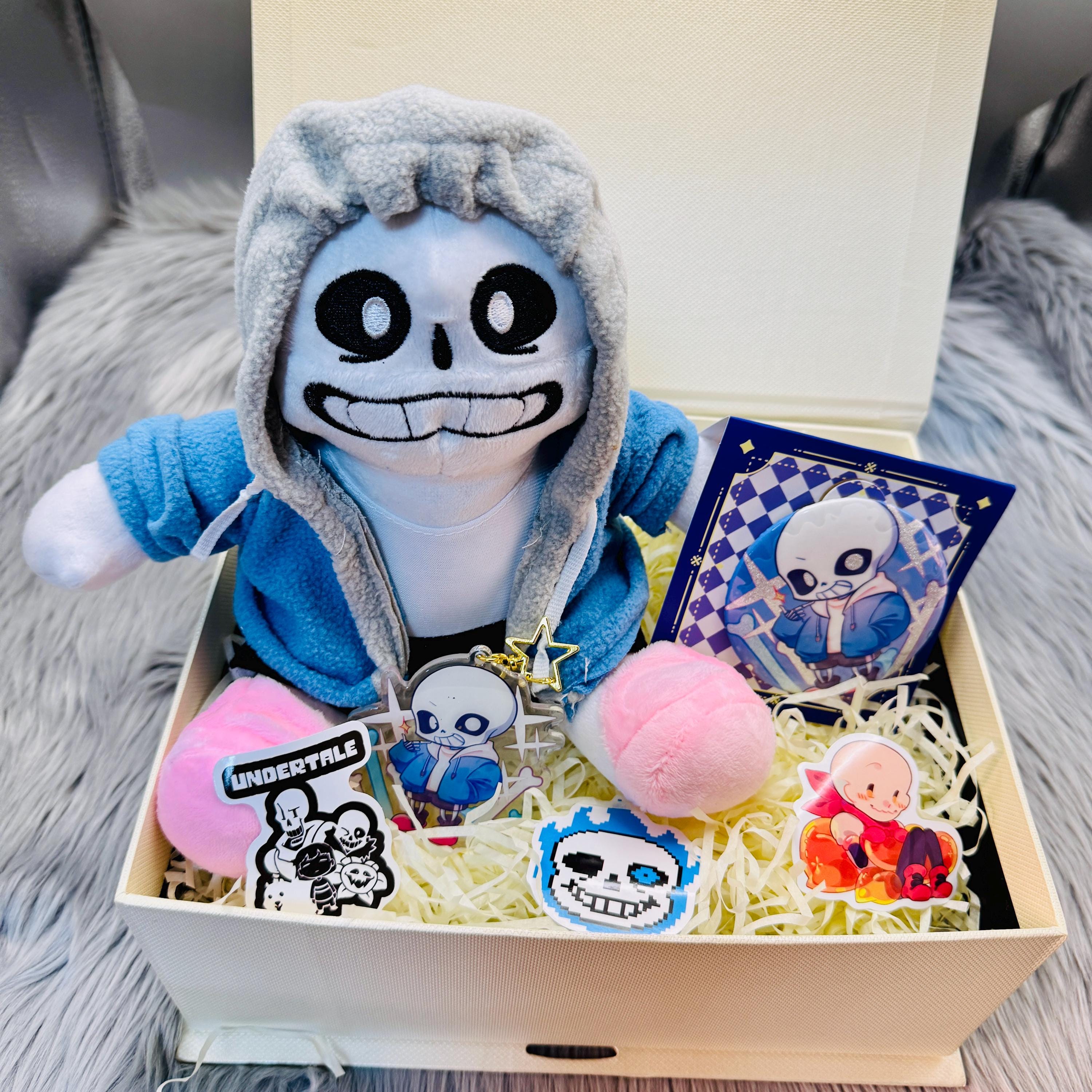 Undertale Sans Plush & Merch Gift Box | Custom Chibi Skeleton Doll ...