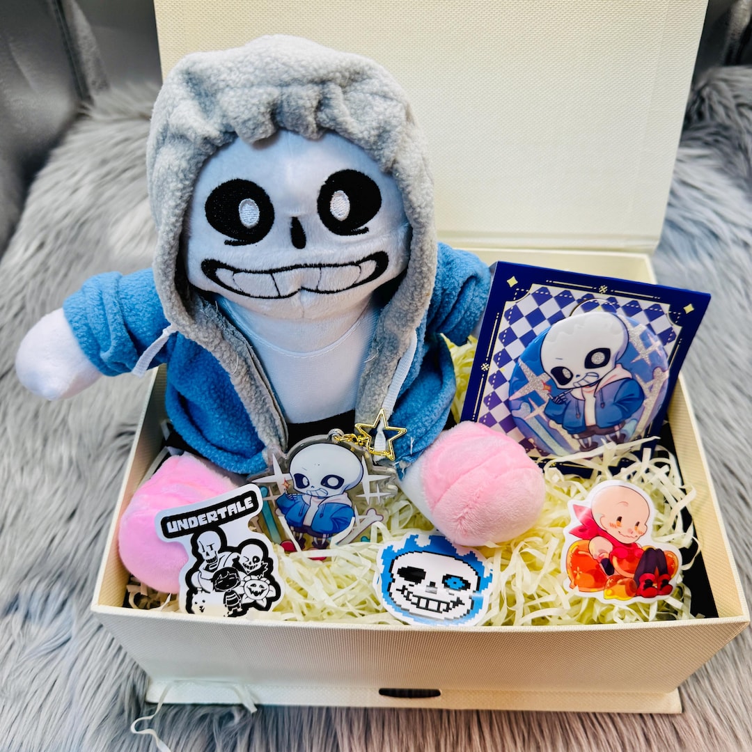 Undertale Sans Plush & Merch Gift Box | Custom Chibi Skeleton Doll ...