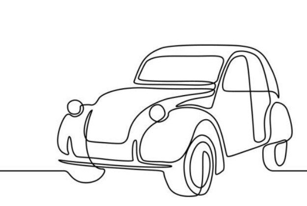 Retro Car in Continuous Line Art Drawing Style. Vintage Automobile ...