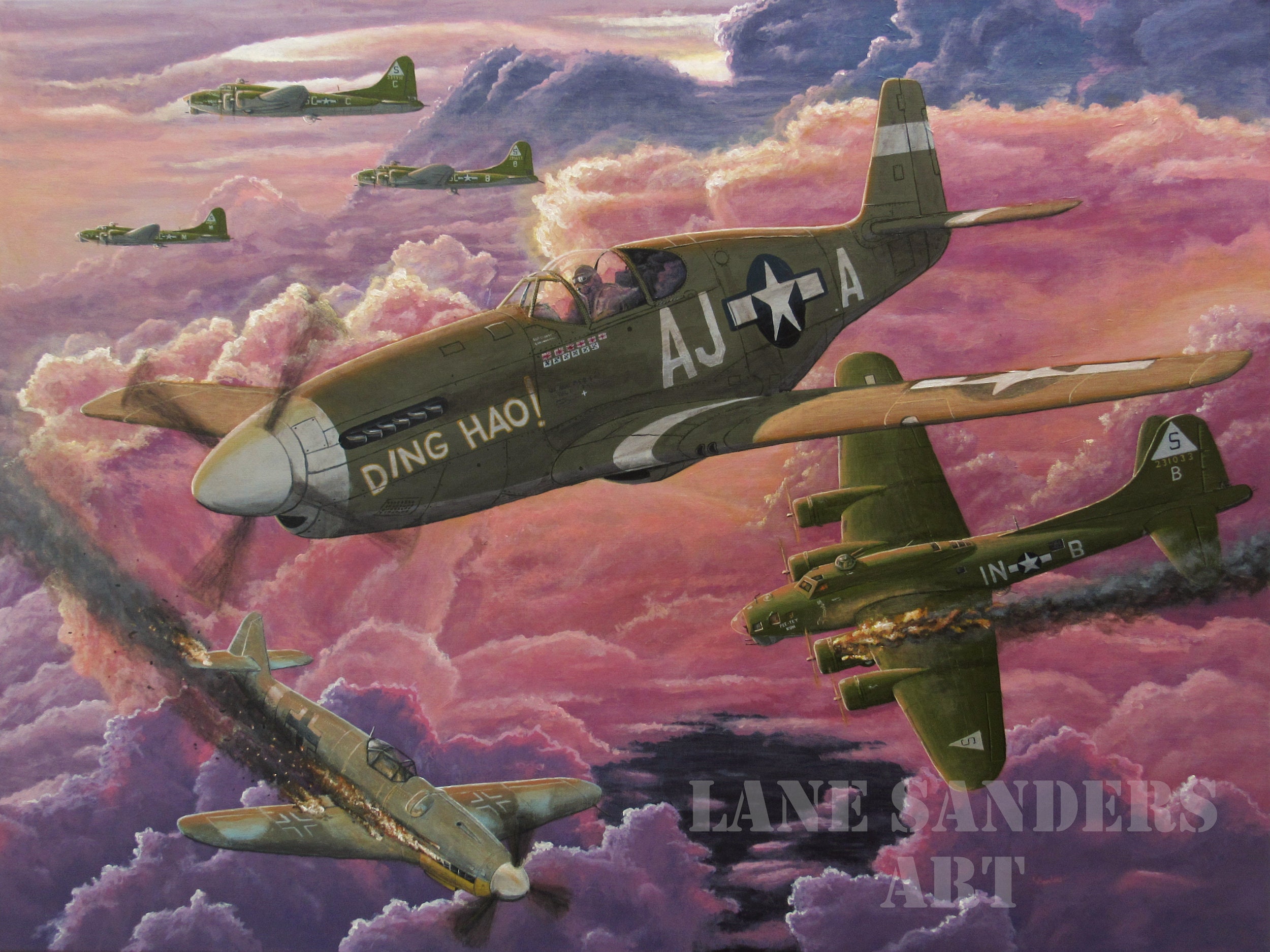 Acrylic Painting of WWII P-51 Mustang - Etsy