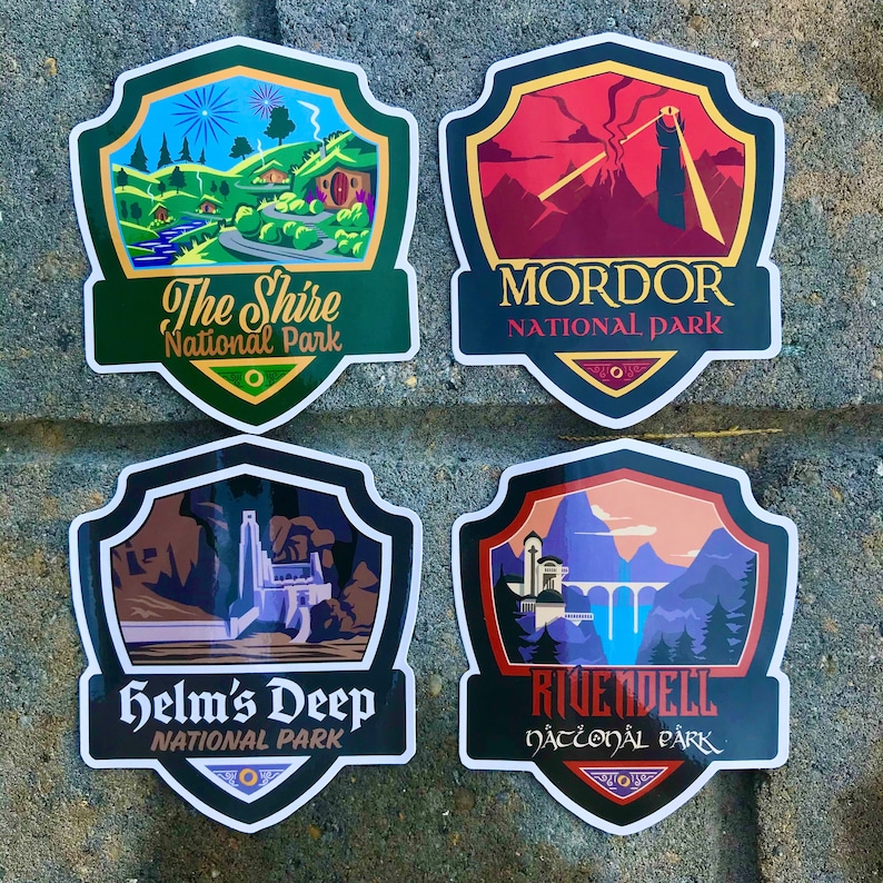 Lord of the Rings National Park Stickers, All Weather, UV Protectant ...