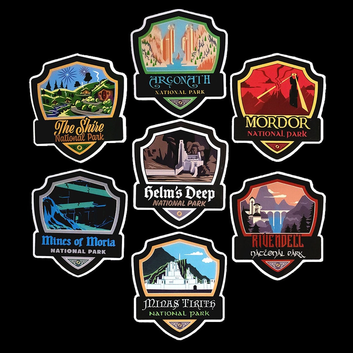 Lord of the Rings National Park Stickers, All Weather, UV Protectant ...