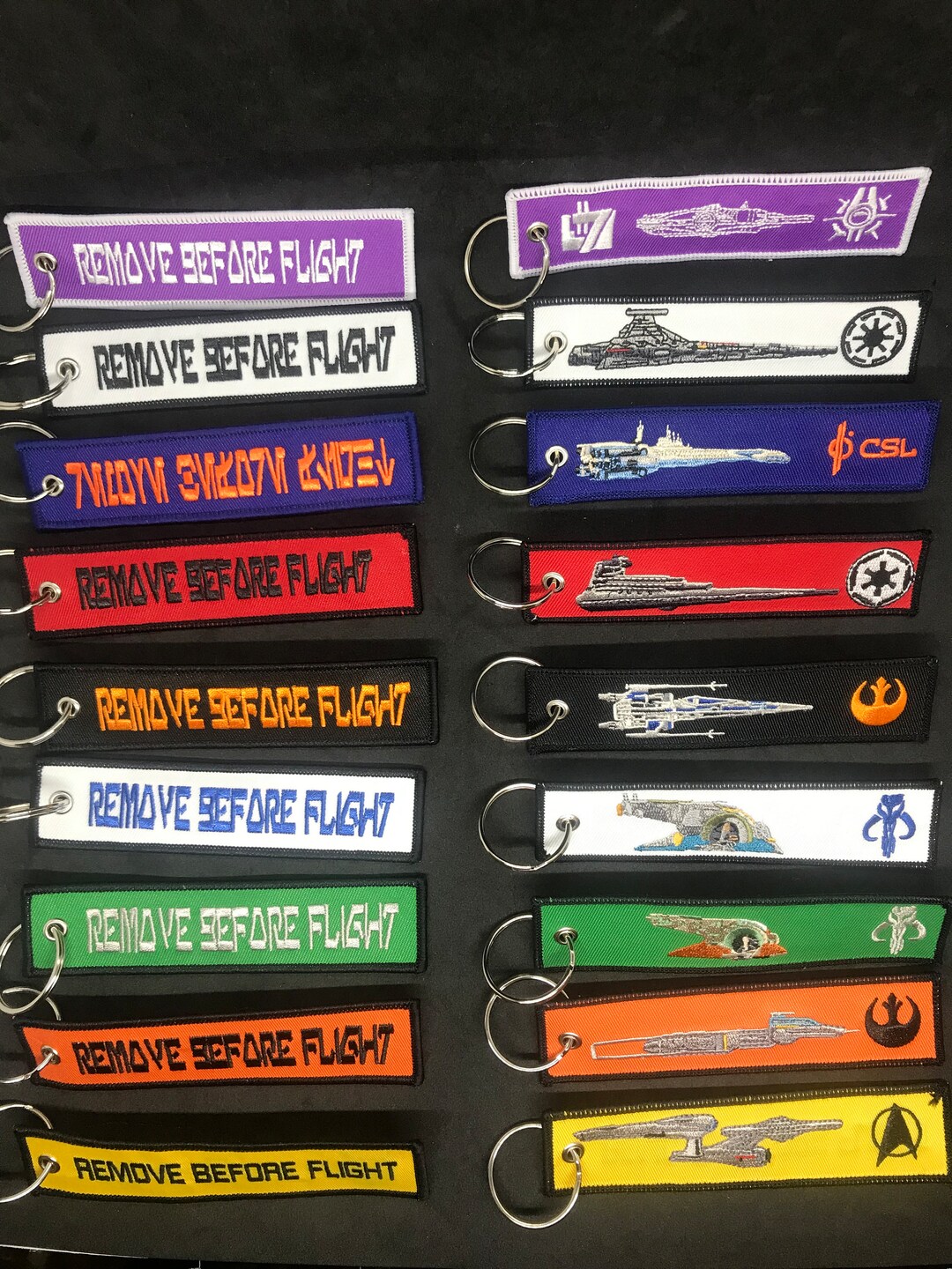 Star Wars / Star Trek Embroidered Key Chains, X-wing, Star Destroyer, Y ...