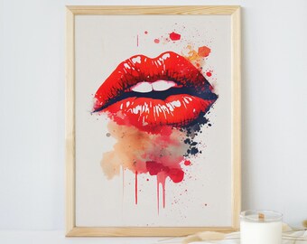 Large Red Lips Art - Etsy