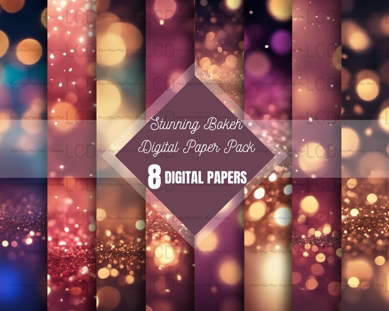 Stunning Bokeh Digital Paper Pack - Instant Download, Scrapbooking ...