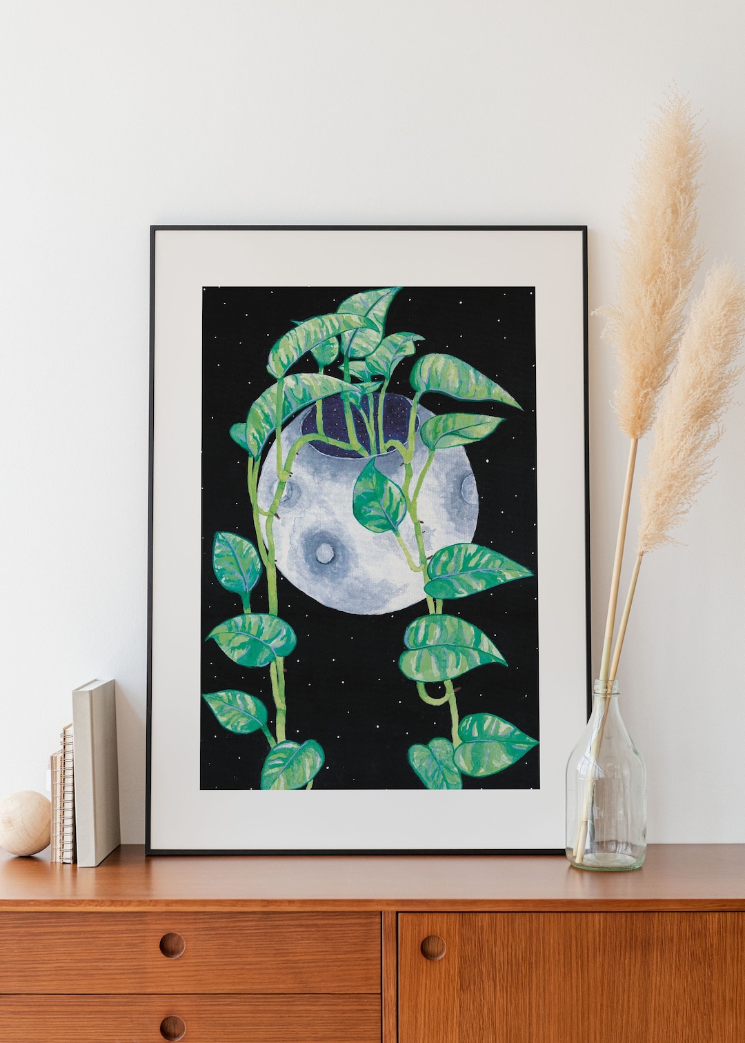 Printable Art, Moon Print, Instant Download, Handmade Art Print ...