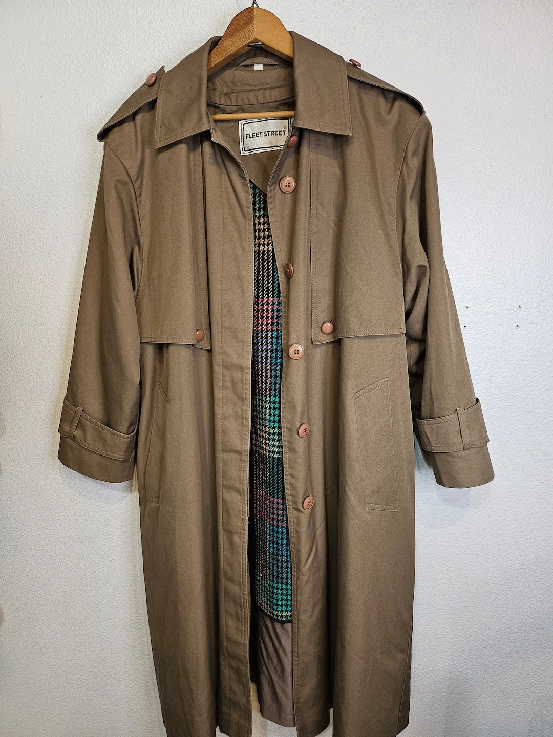 80s Classic Trench Coat With Colorful Wool Liner and Buttons - Etsy