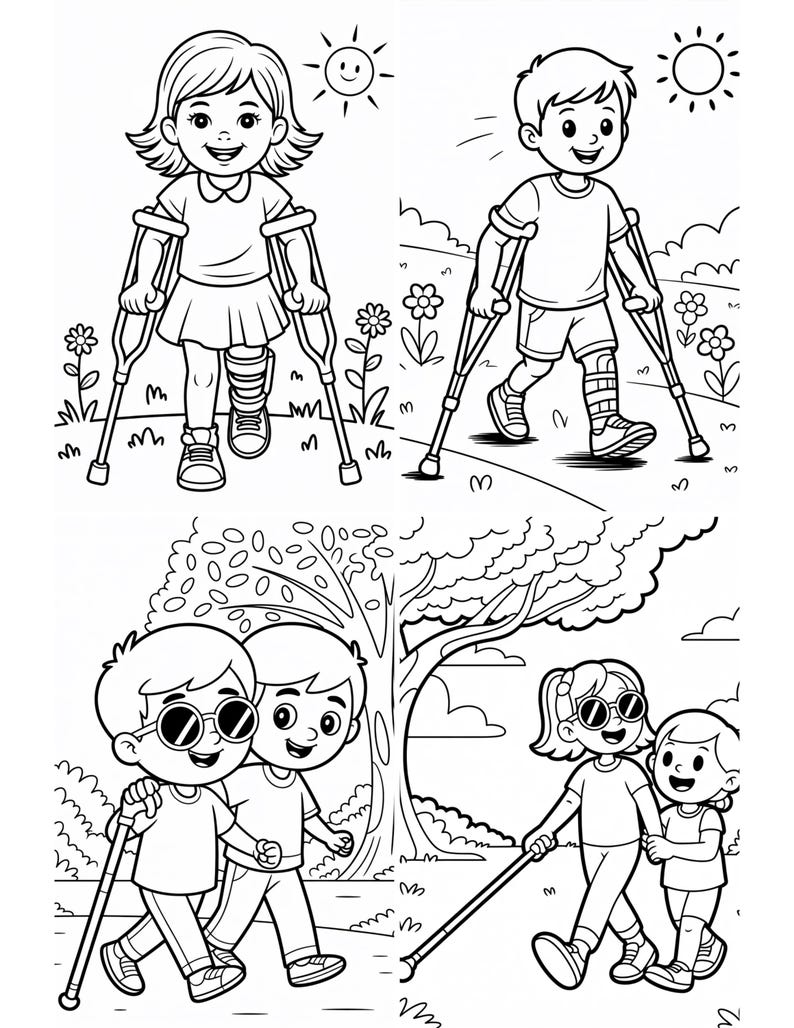 14 PDF Coloring Pages Kids Disabilities Diversity Coloring Book for ...