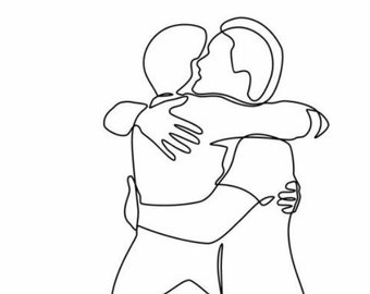 Two People Hugging Drawing