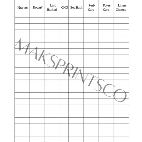 CNA Patient Task List/report Sheet for 6 Patients - Etsy