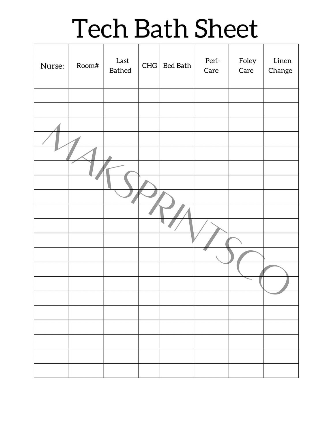 Tech Bath Sheet // Tech Report Sheet - Etsy