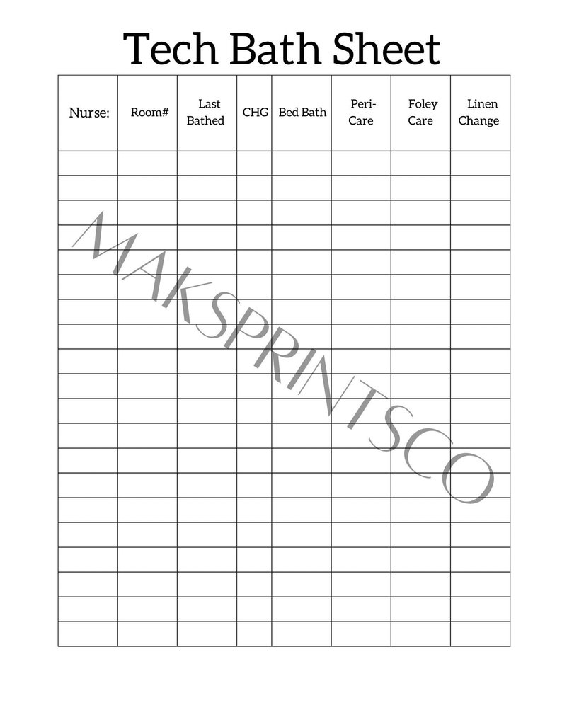 Tech Bath Sheet // Tech Report Sheet - Etsy