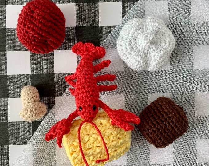 Crochet Toy Crawfish Boil, Crawfish, Mushroom, Garlic, Corn, Potato ...