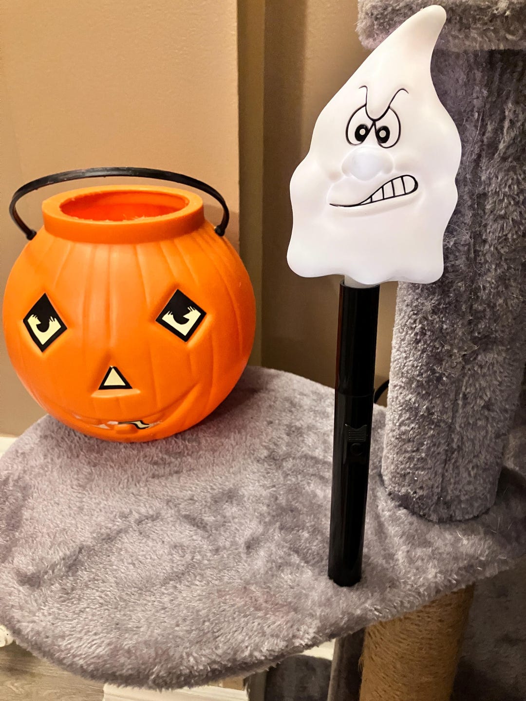 1980's Blow Mold Pumpkin Candy Bucket/ Ghost Flash Light - Etsy
