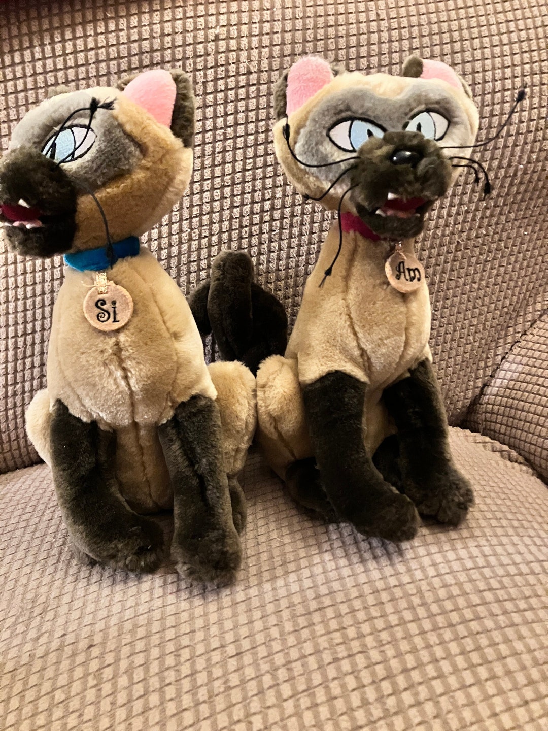 Disney Siamese Cats Si Am Stuffed Plush Set Lady & the Tramp Vintage 10 ...