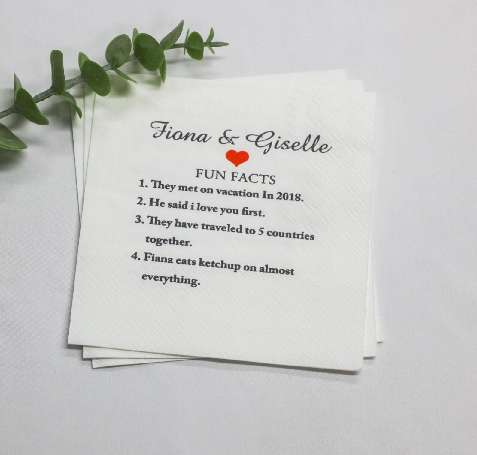 Fun Facts Personalized Wedding Napkins,custom Wedding Cocktail Napkins ...