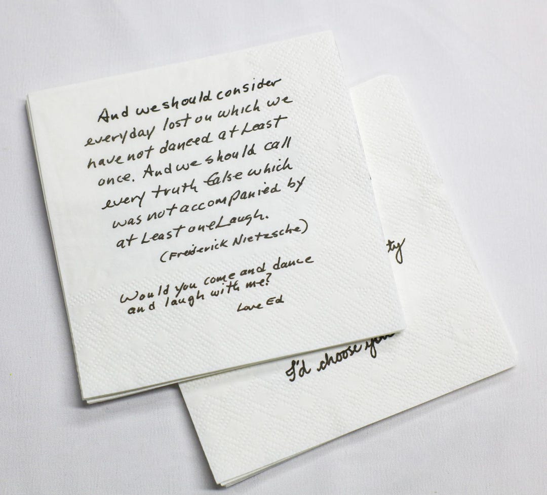 Custom Love Note Handwriting Napkins,custom Love Note Paper Napkins ...