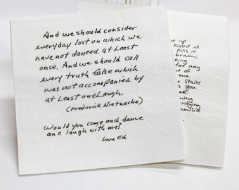 Custom Love Note Handwriting Napkins,custom Love Note Paper Napkins ...