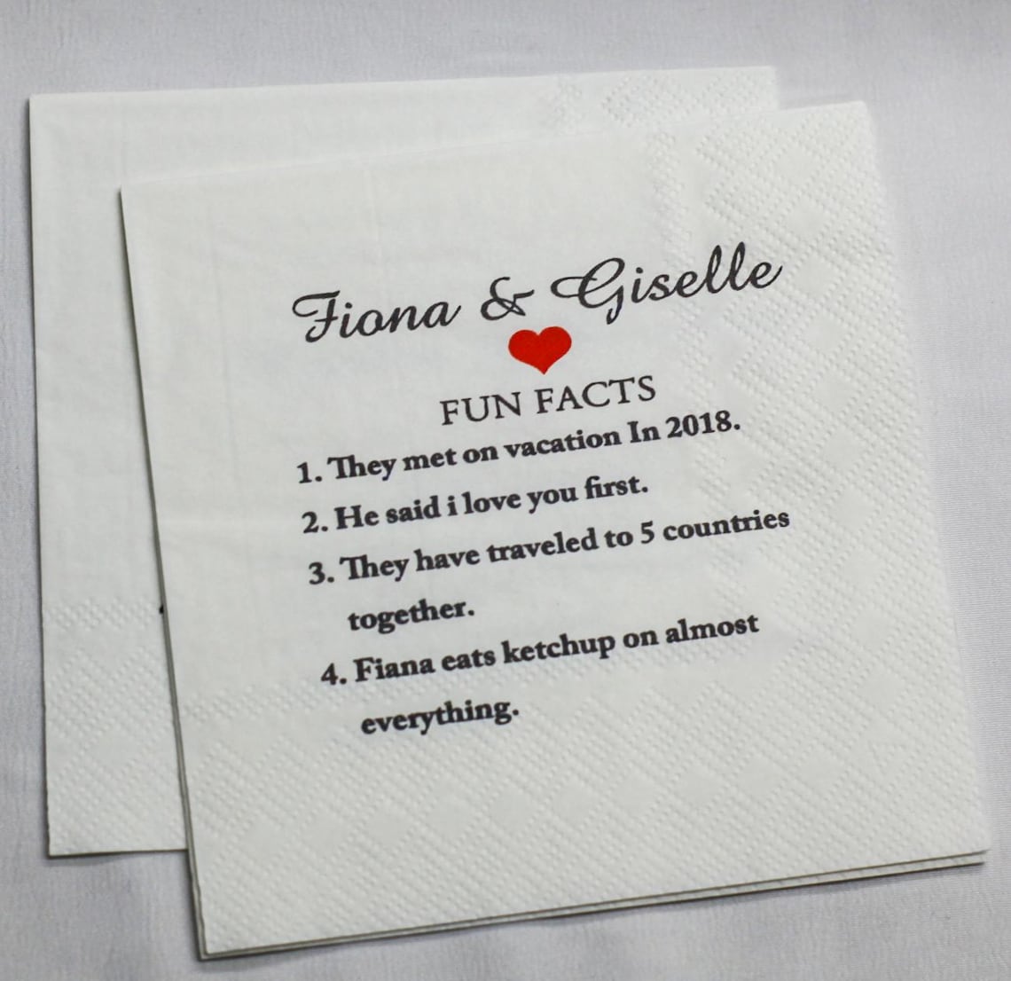 Fun Facts Personalized Wedding Napkins,custom Wedding Cocktail Napkins ...