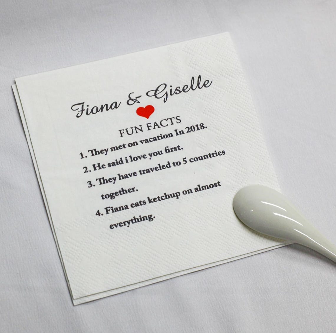 Fun Facts Personalized Wedding Napkins,custom Wedding Cocktail Napkins ...